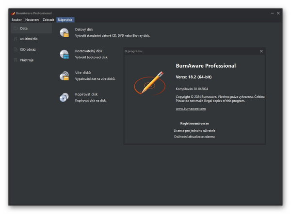 Stiahni si Programy BurnAware Professional 18.2 CZ + SK (x64) portable